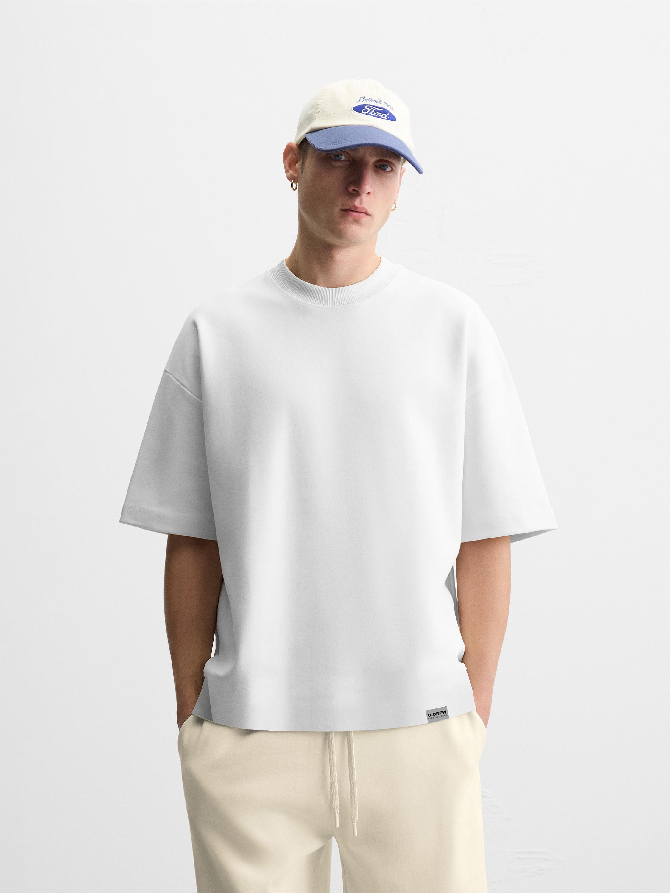 White - Boxy Fit 260GSM T-Shirt for Men | Premium Quality | Unbound Crew